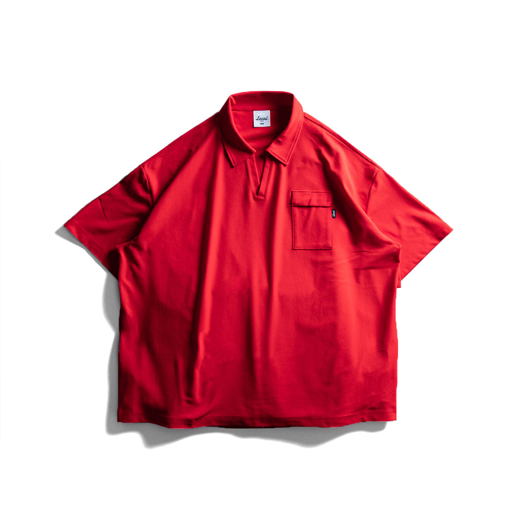 Pocket Open S/S POLO SHIRT | Red – Local GOLF