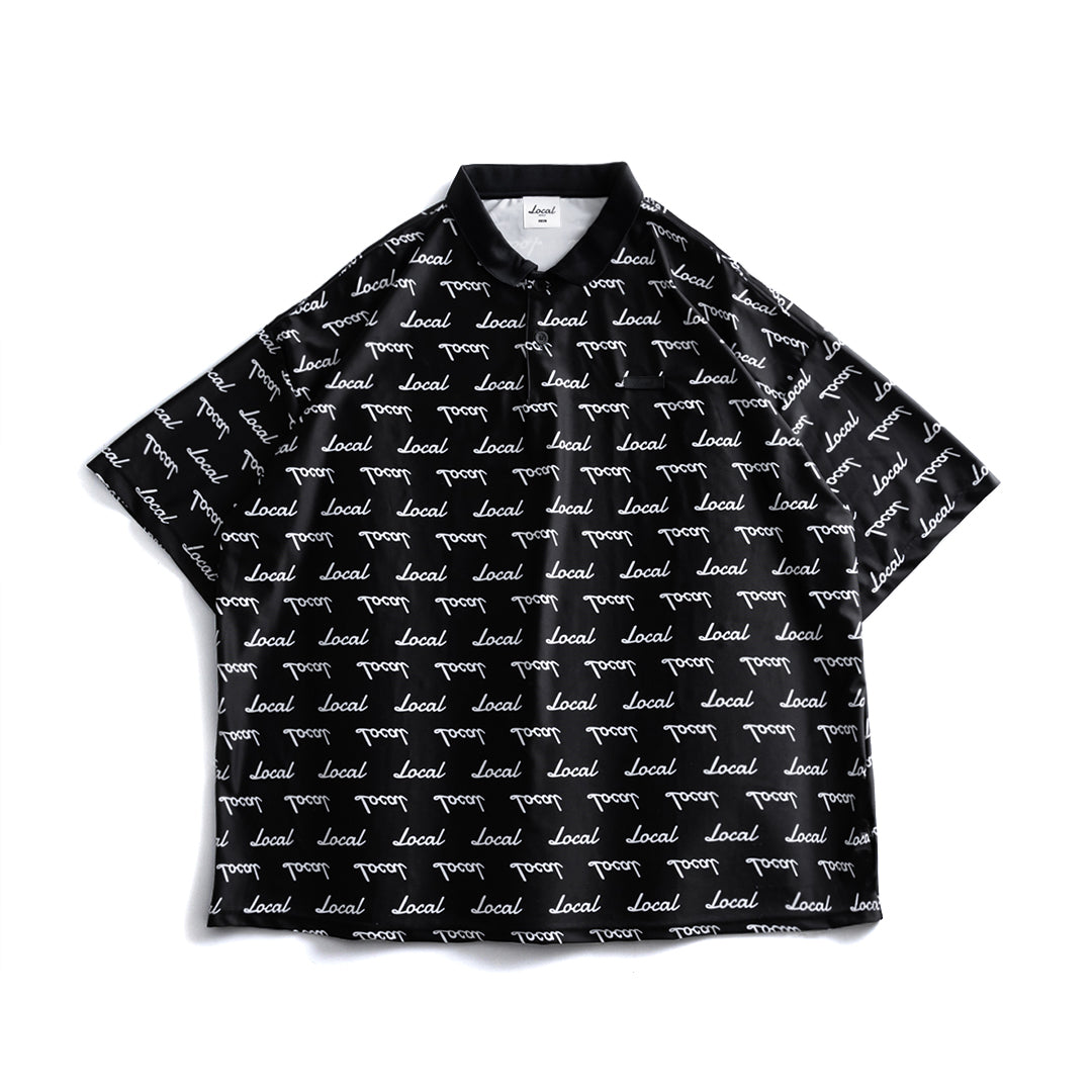 Basic Logo Patterned S/S POLO SHIRT | Black – Local GOLF